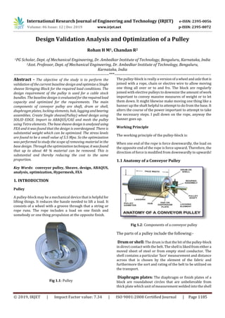 IRJET- Design Validation Analysis and Optimization of a Pulley | PDF