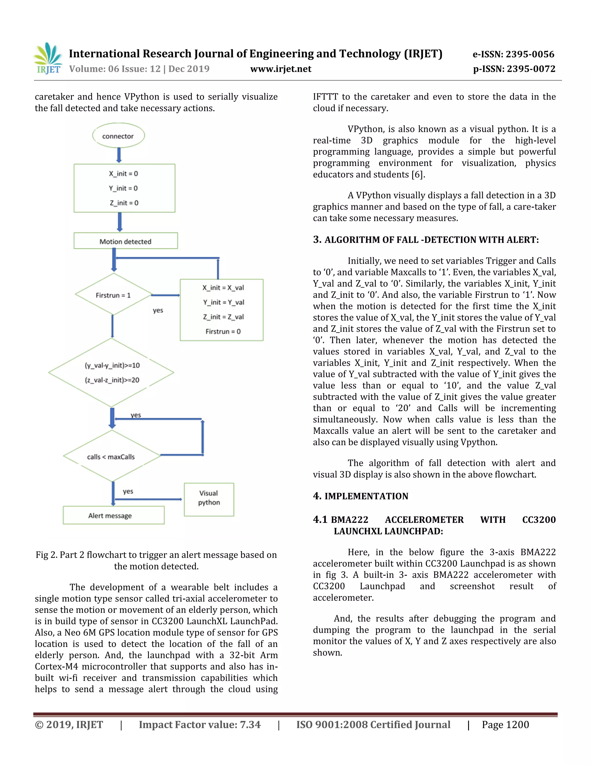 IRJET- Development and Monitoring of a Fall Detection System through Wearable Sensor Belt | PDF