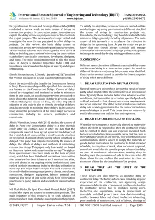 IRJET- To Study the Causes and Effects of Delays in Construction ...