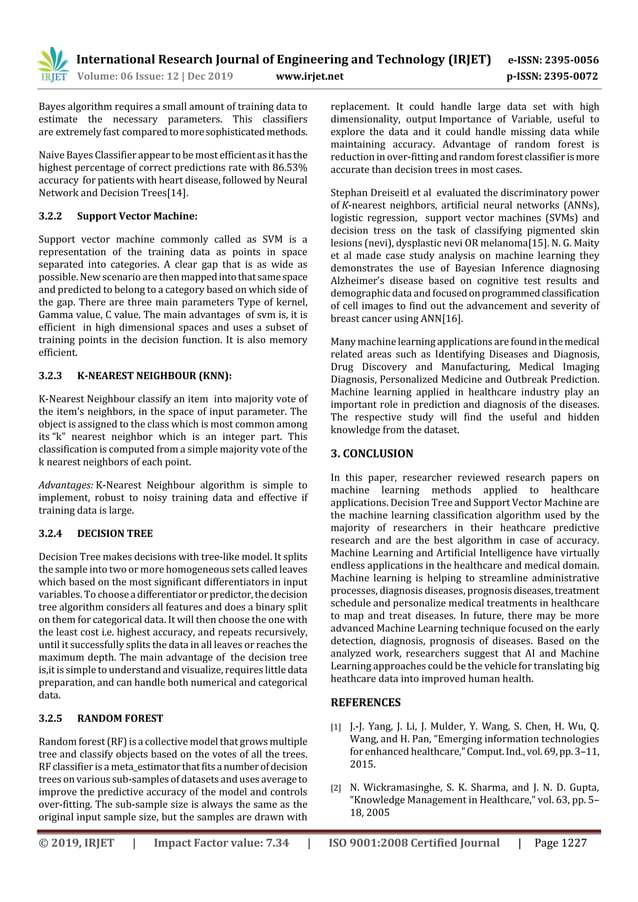 IRJET- Machine Learning Classification Algorithms for Predictive ... IRJET- Machine Learning Classification Algorithms for Predictive ...