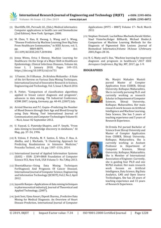 IRJET- Machine Learning Classification Algorithms for Predictive Analysis in Healthcare | PDF