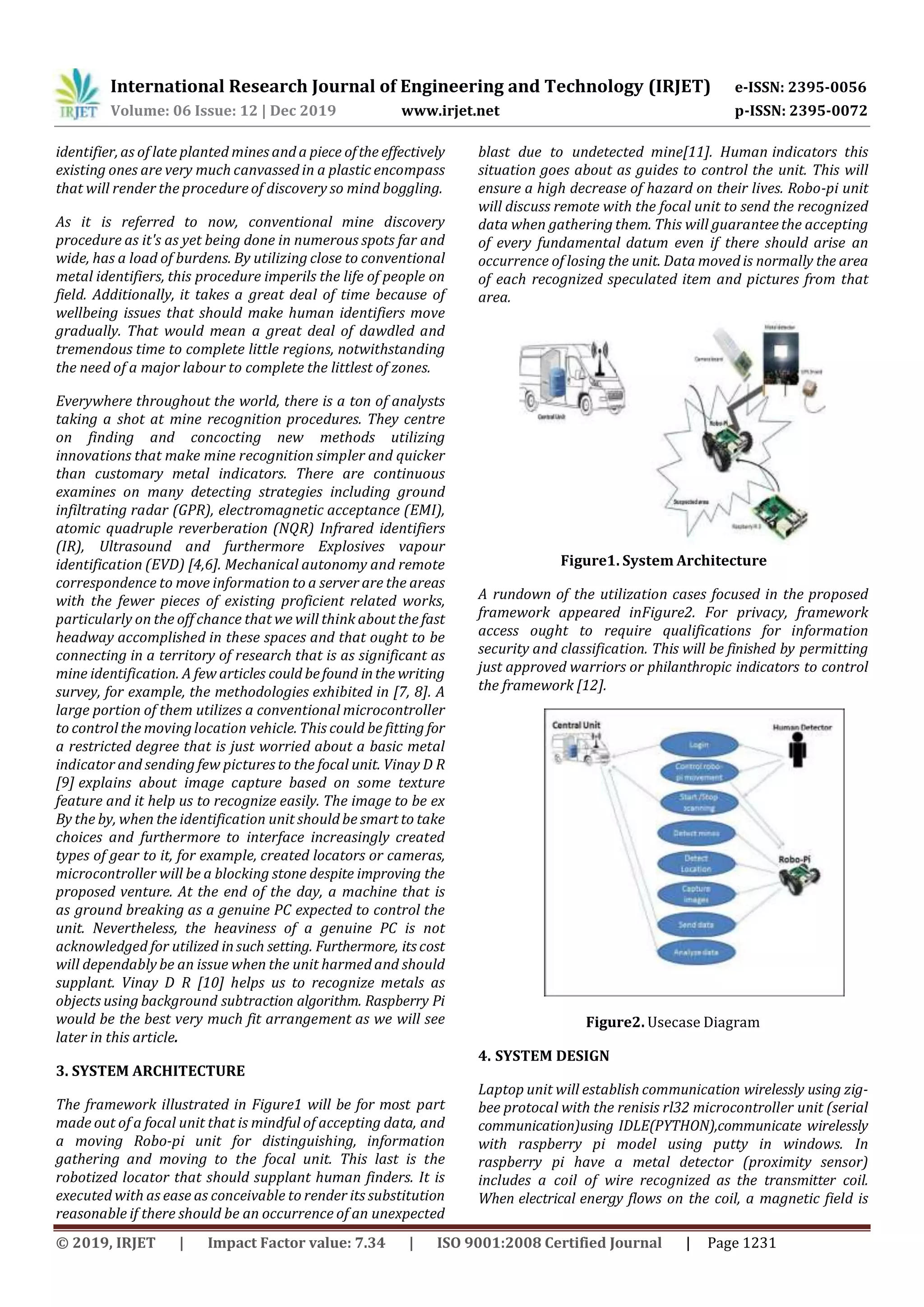 IRJET- Robo-Pi Landmine Detection Approach using Wireless Communication | PDF