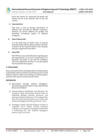 IRJET- ­Design and Development of Recruitment Support System for ...