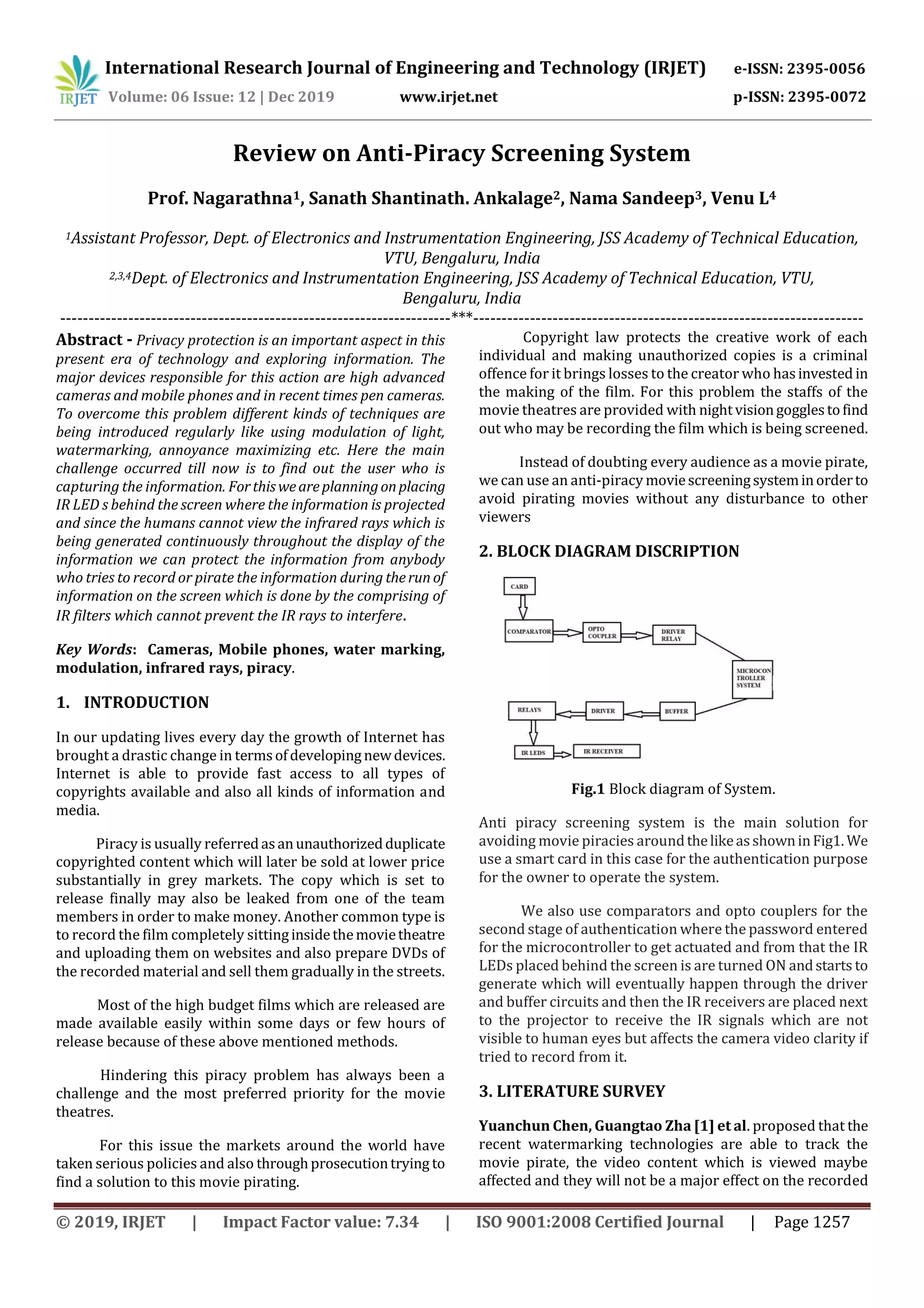 IRJET- Review on Anti-Piracy Screening System | PDF