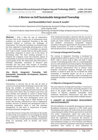 IRJET- A Review on Self Sustainable Integrated Township | PDF