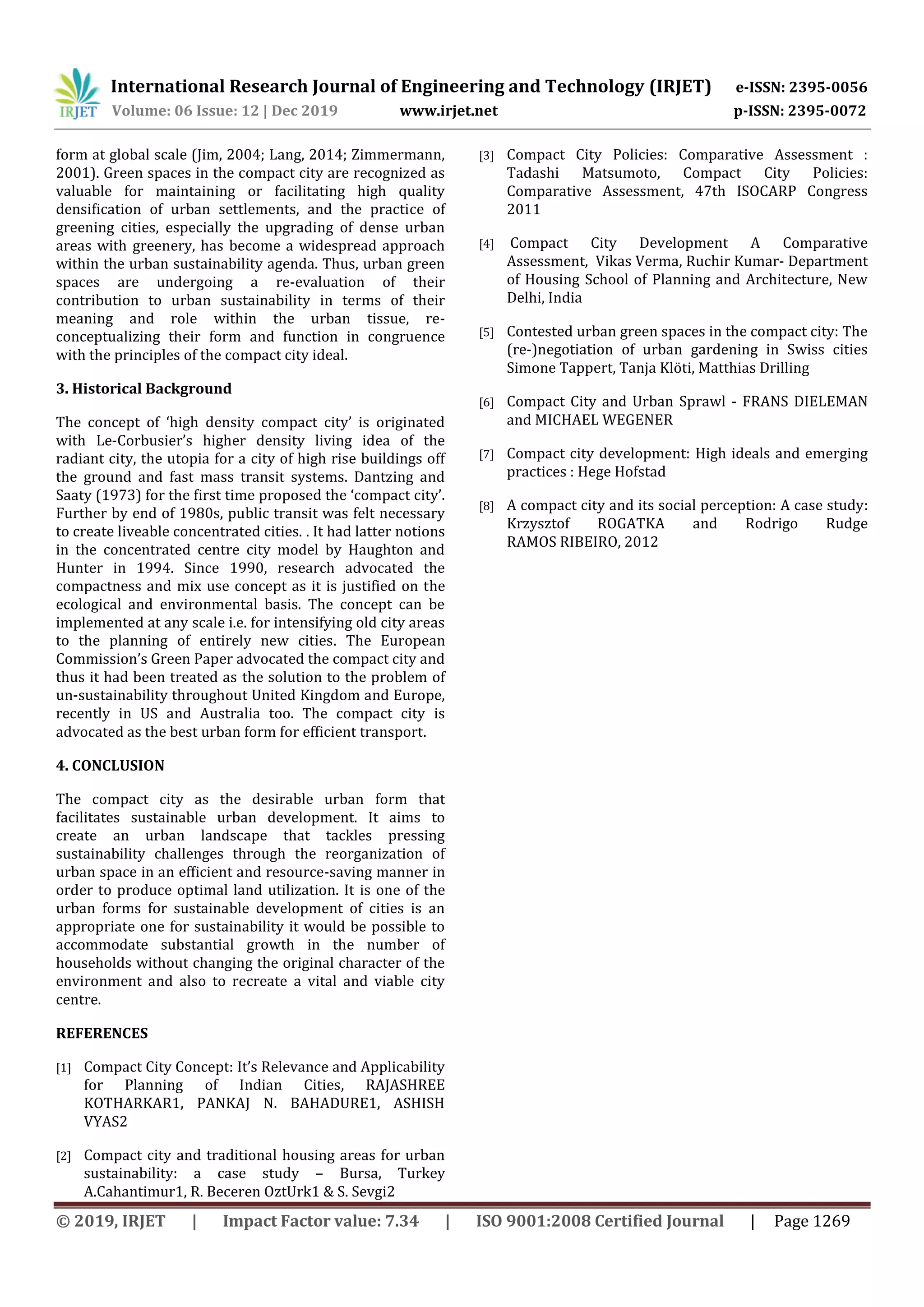 IRJET- A Review Study on Compact City | PDF