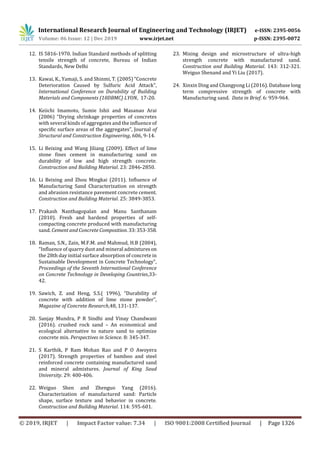IRJET- Effect of Manufacturing Sand on Durability of Concrete | PDF