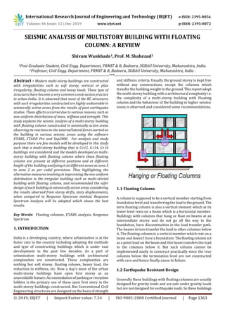 IRJET- Seismic Analysis of Multistory Building with Floating Column : A Review | PDF | Civil ...