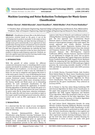 IRJET- Machine Learning and Noise Reduction Techniques for Music Genre Classification | PDF