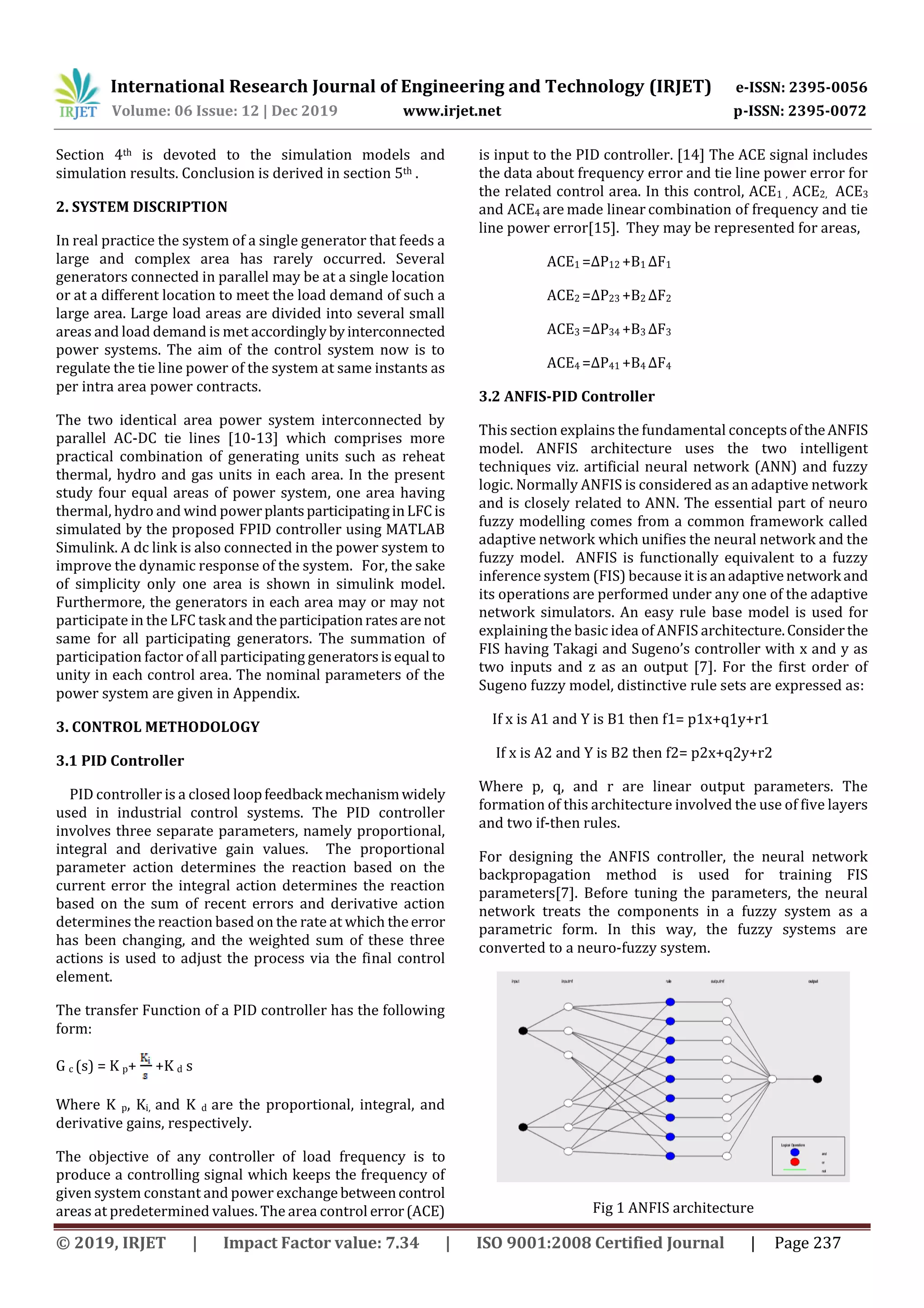 IRJET- Load Frequency Control of a Renewable Source Integrated Four Area Power System using ...