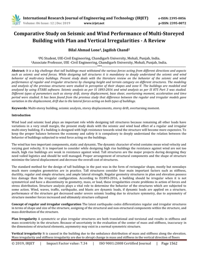 IRJET- Comparative Study on Seismic and Wind Performance of Multi ...