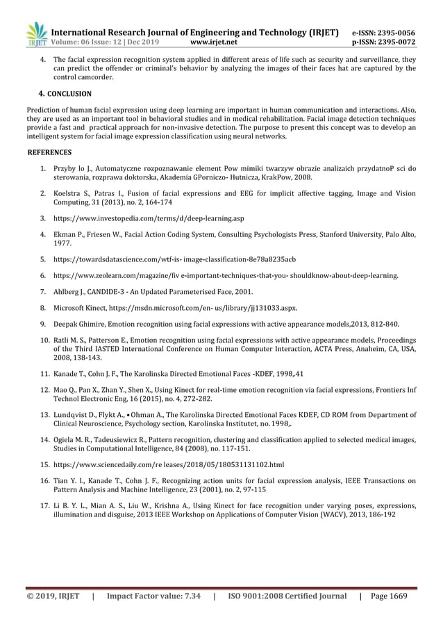 IRJET- Prediction of Human Facial Expression using Deep Learning | PDF