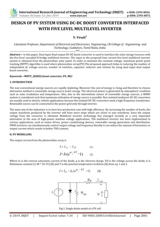 IRJET- Design of PV System using DC-DC Boost Converter Interfaced with Five Level Multilevel ...