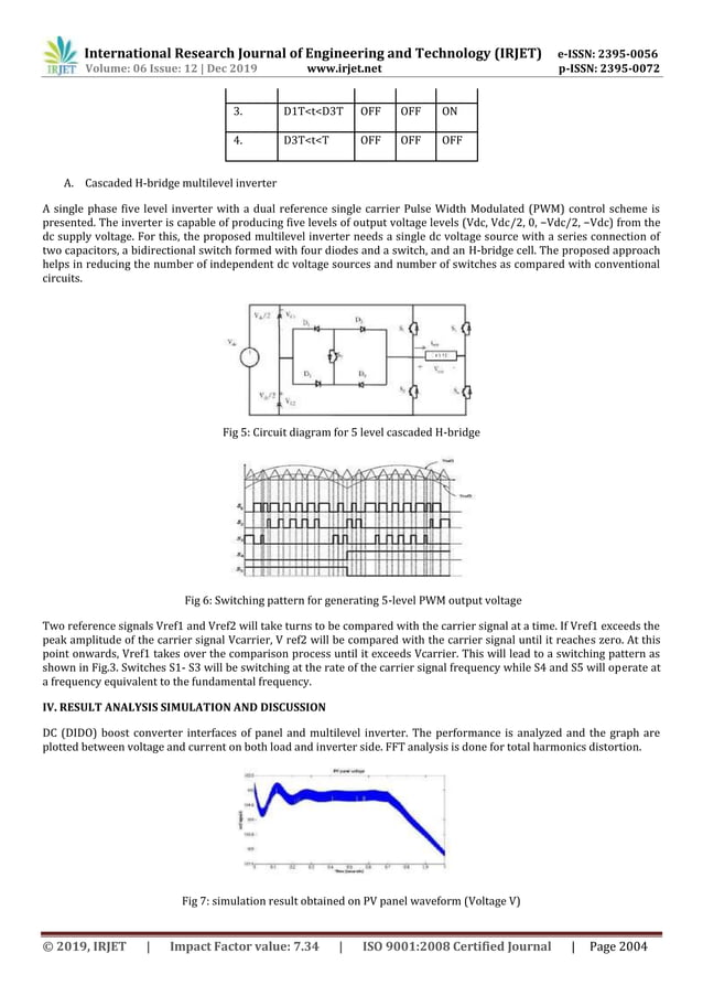 IRJET- Design of PV System using DC-DC Boost Converter Interfaced with Five Level Multilevel ...