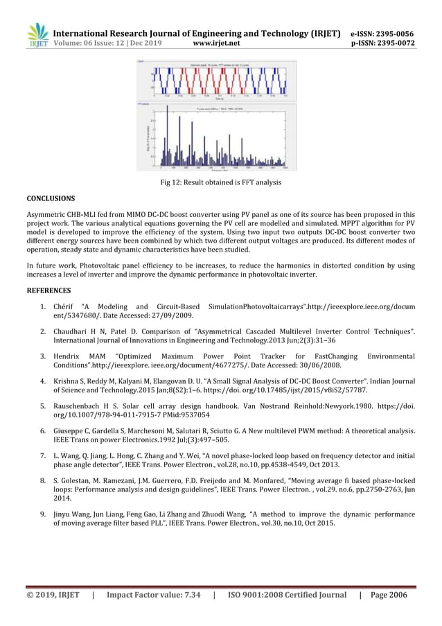 IRJET- Design of PV System using DC-DC Boost Converter Interfaced with Five Level Multilevel ...