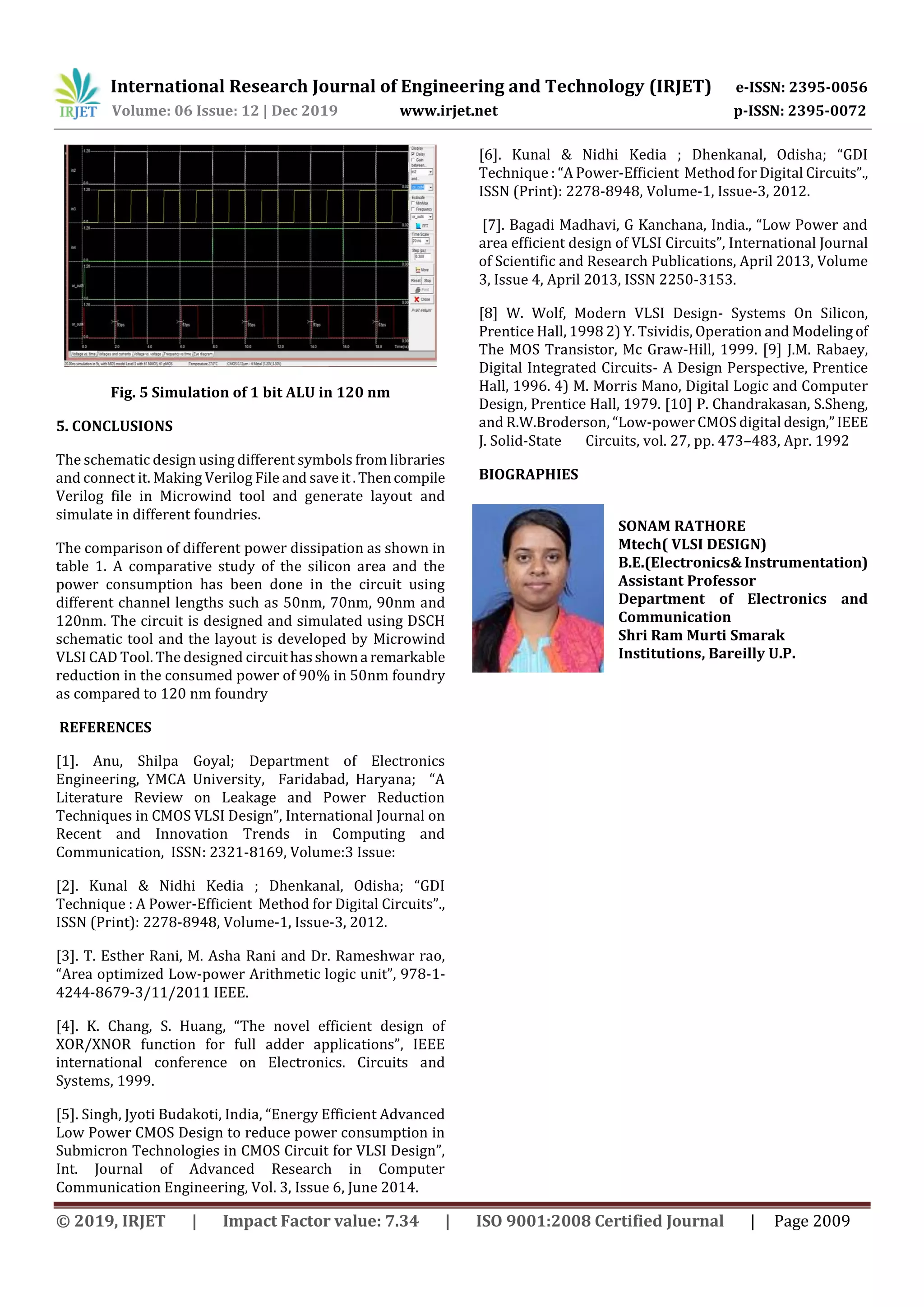 IRJET- Arithmetic Logic Unit Design with Comparison Power Consumption on Different Foundries ...