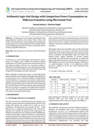 IRJET- Arithmetic Logic Unit Design with Comparison Power Consumption ...