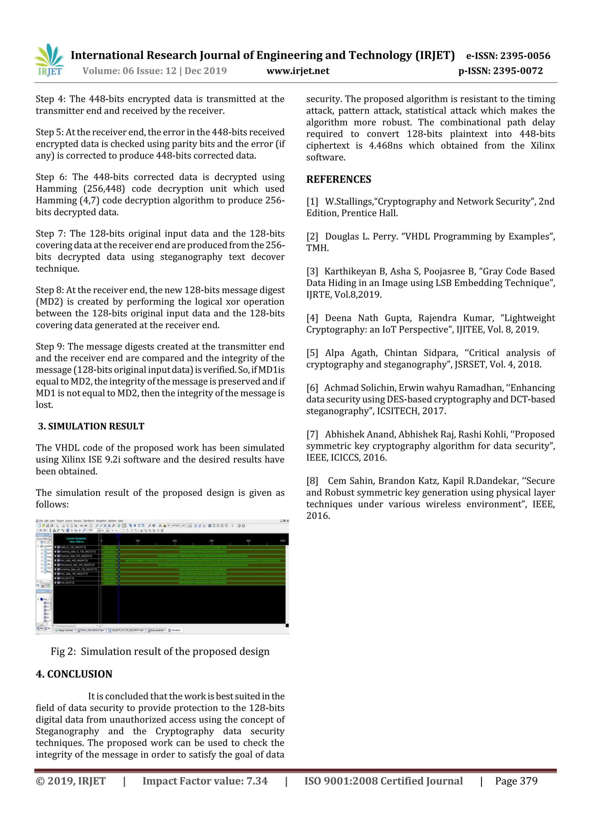 IRJET- Enhancement of 128-Bits Data Security through Steganography and Cryptography Techniques | PDF