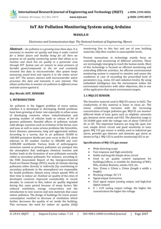 IRJET- IoT Air Pollution Monitoring System using Arduino | PDF