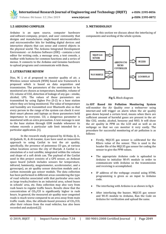 IRJET- IoT Air Pollution Monitoring System using Arduino | PDF