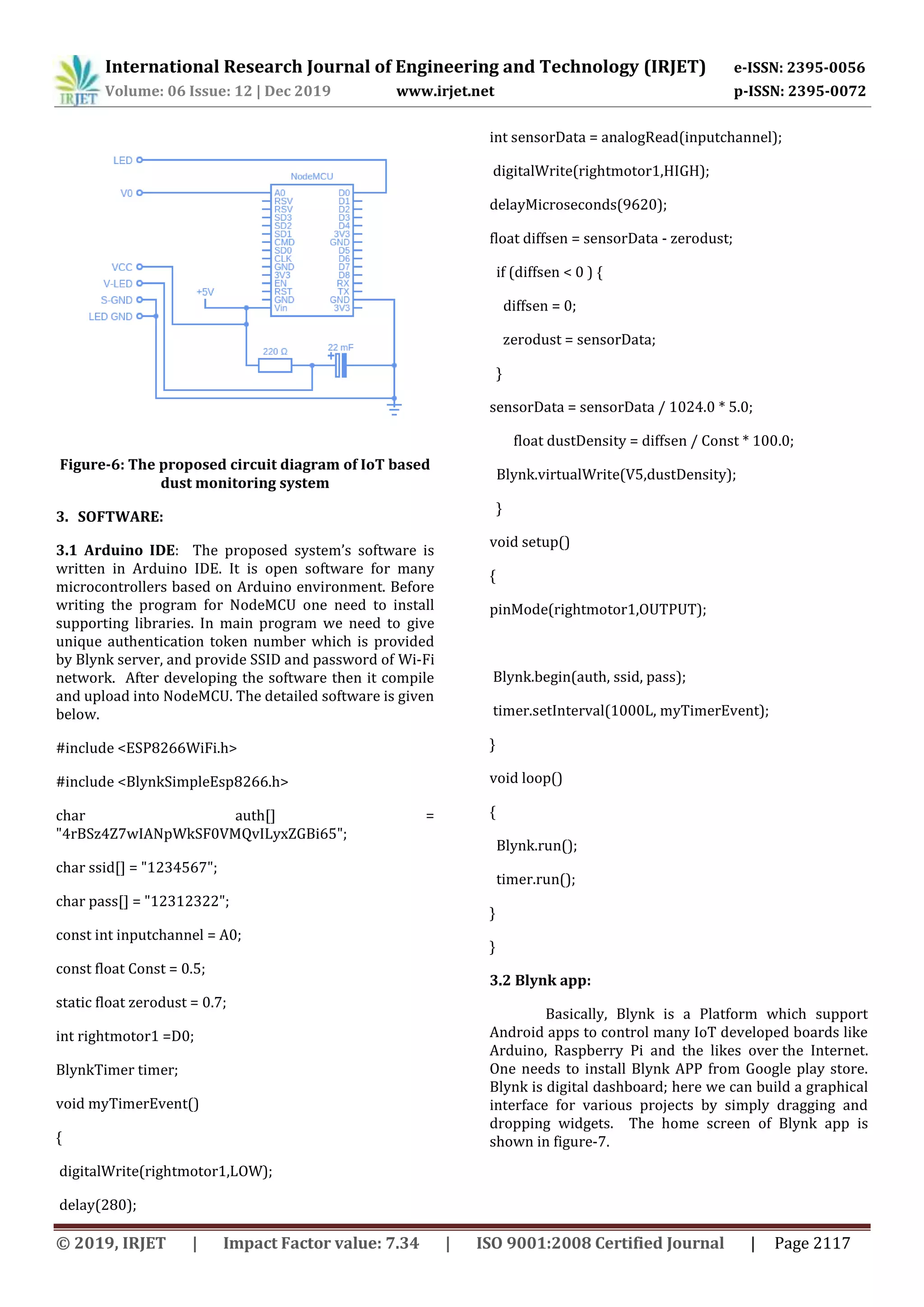 Irjet Design And Implementation Of Iot Based Portable Outdoor Dust Density Monitoring System Pdf