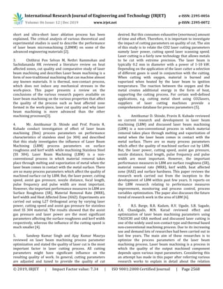IRJET- Advance Manufacturing Processes Review Part V: Laser Beam ...