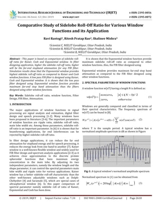 IRJET- Comparative Study of Sidelobe Roll-Off Ratio for Various Window Functions and its ...