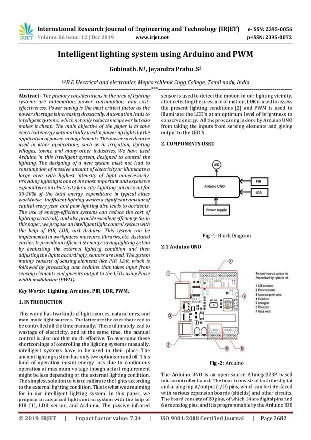 IRJET- Intelligent Lighting System using Arduino and PWM | PDF