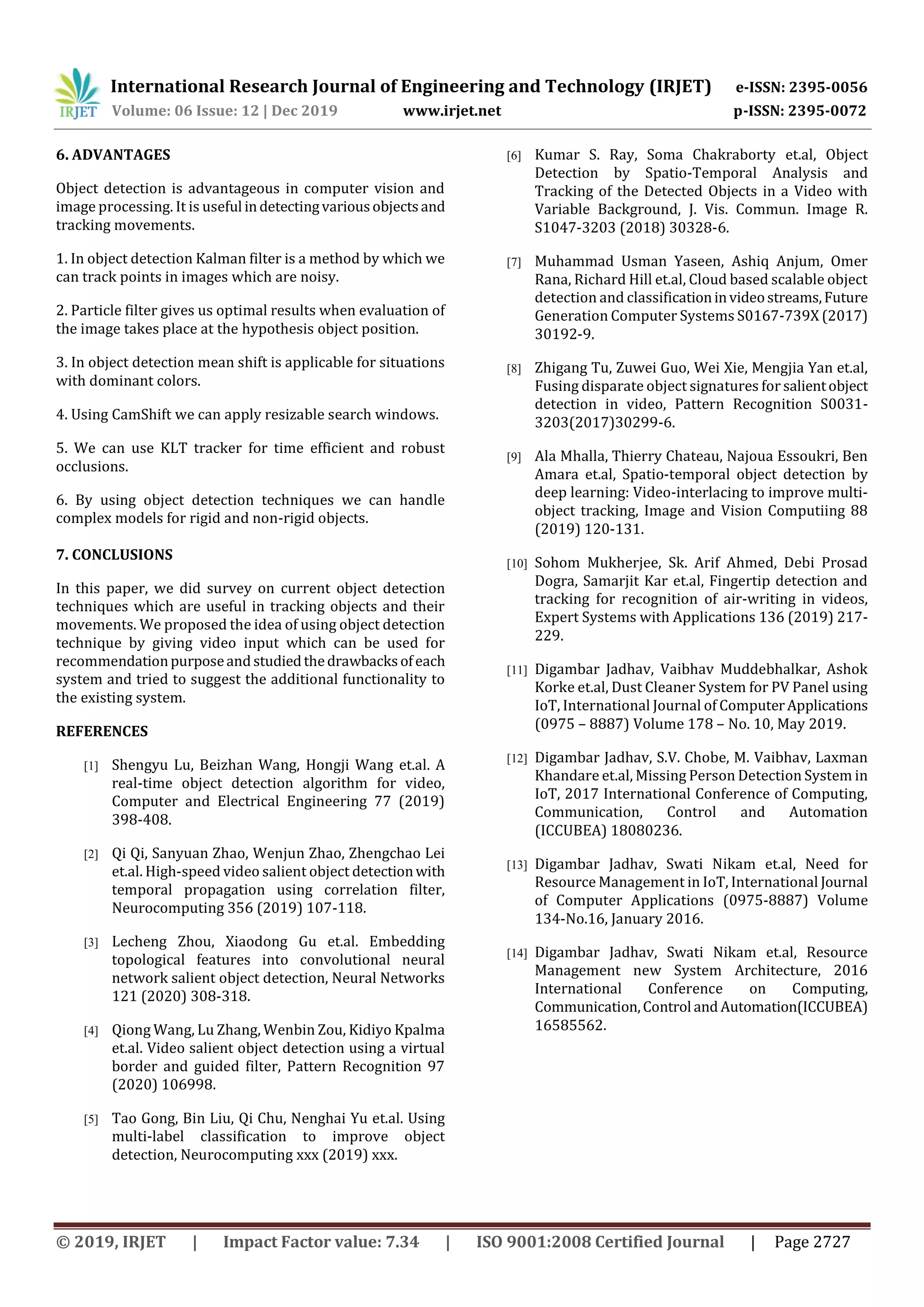 IRJET- Object Detection in Real Time using AI and Deep Learning | PDF