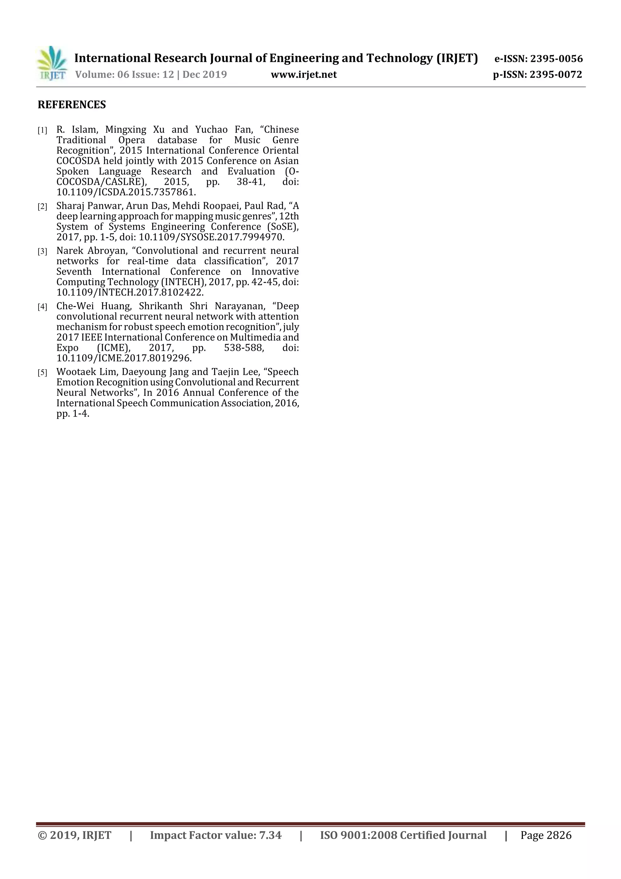 IRJET- Music Genre Recognition using Convolution Neural Network | PDF