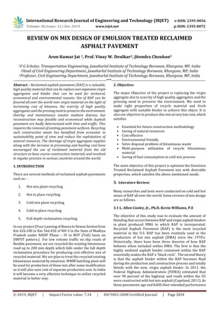 IRJET- Review on Mix Design of Emulsion Treated Reclaimed Asphalt ...