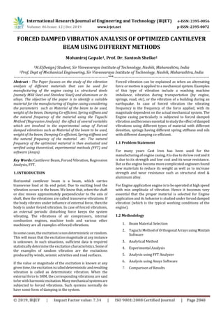 IRJET- Forced Damped Vibration Analysis of Optimized Cantilever Beam using Different Methods | PDF