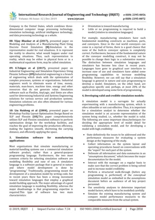 IRJET- Literature Review on Manufacturing System Performance Improvement by Modeling and ...