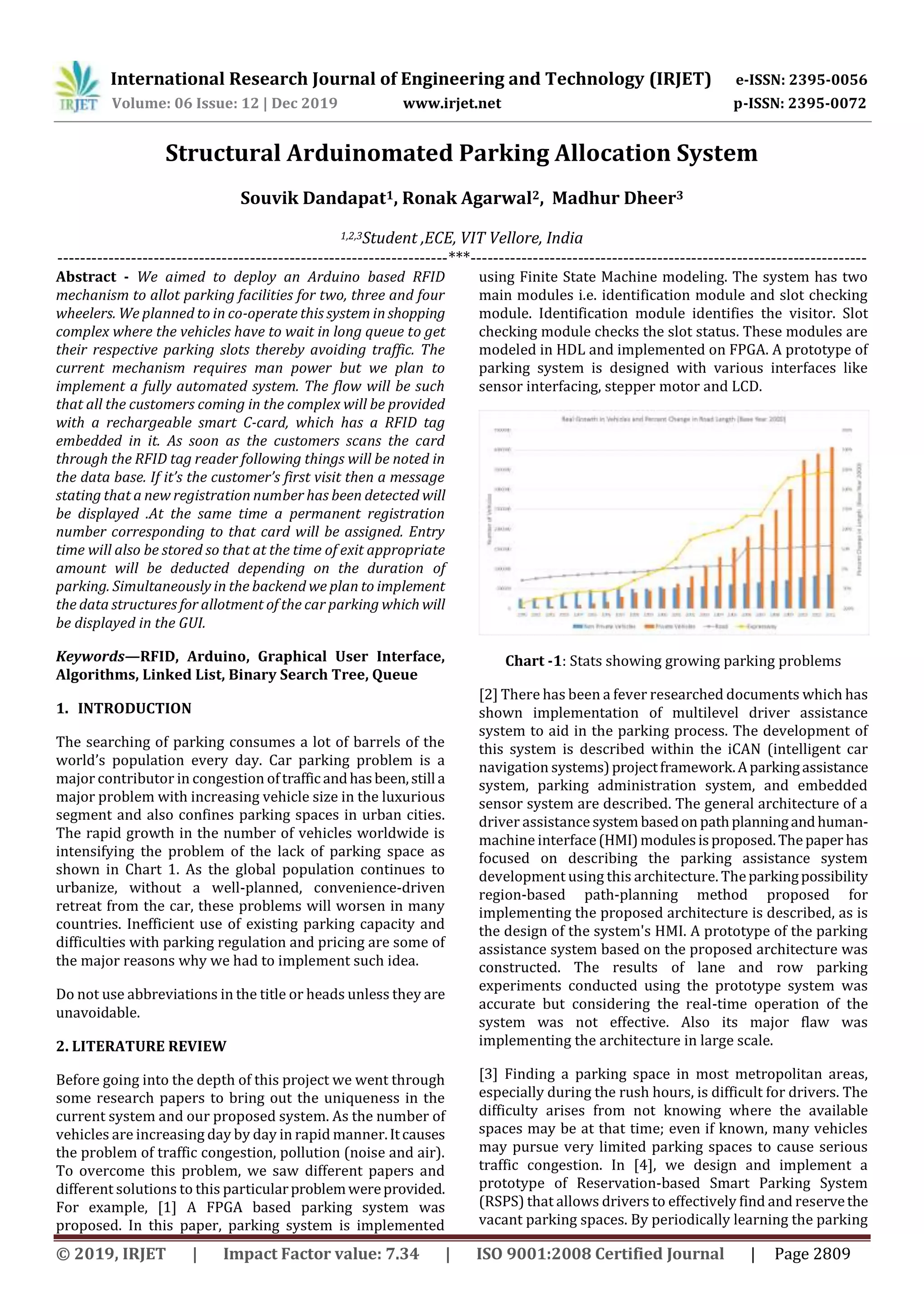 IRJET- Structural Arduinomated Parking Allocation System | PDF