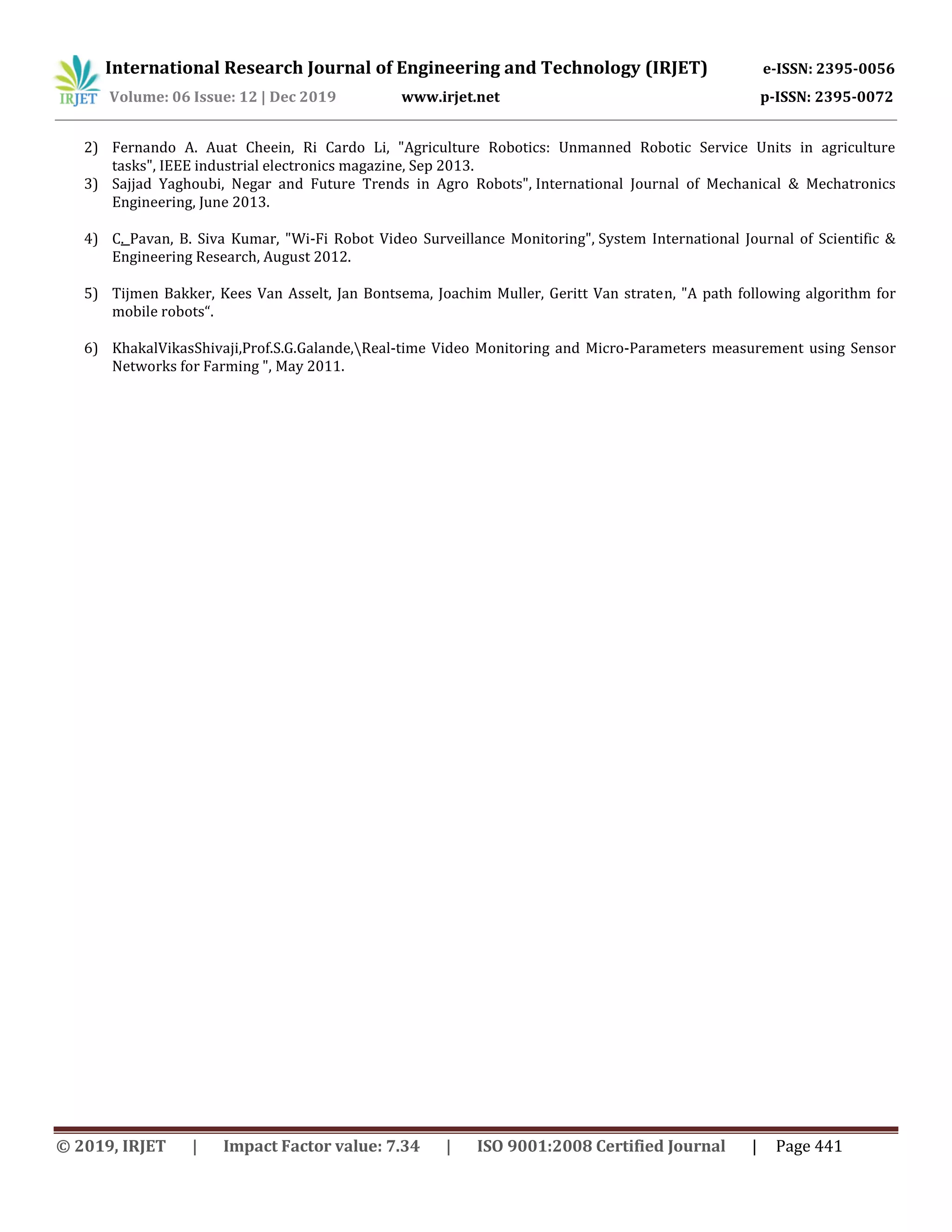 IRJET-Survey Paper on Agro-Bot Autonomous Robot | PDF