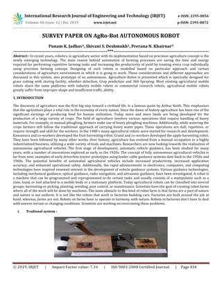 IRJET-Survey Paper on Agro-Bot Autonomous Robot | PDF