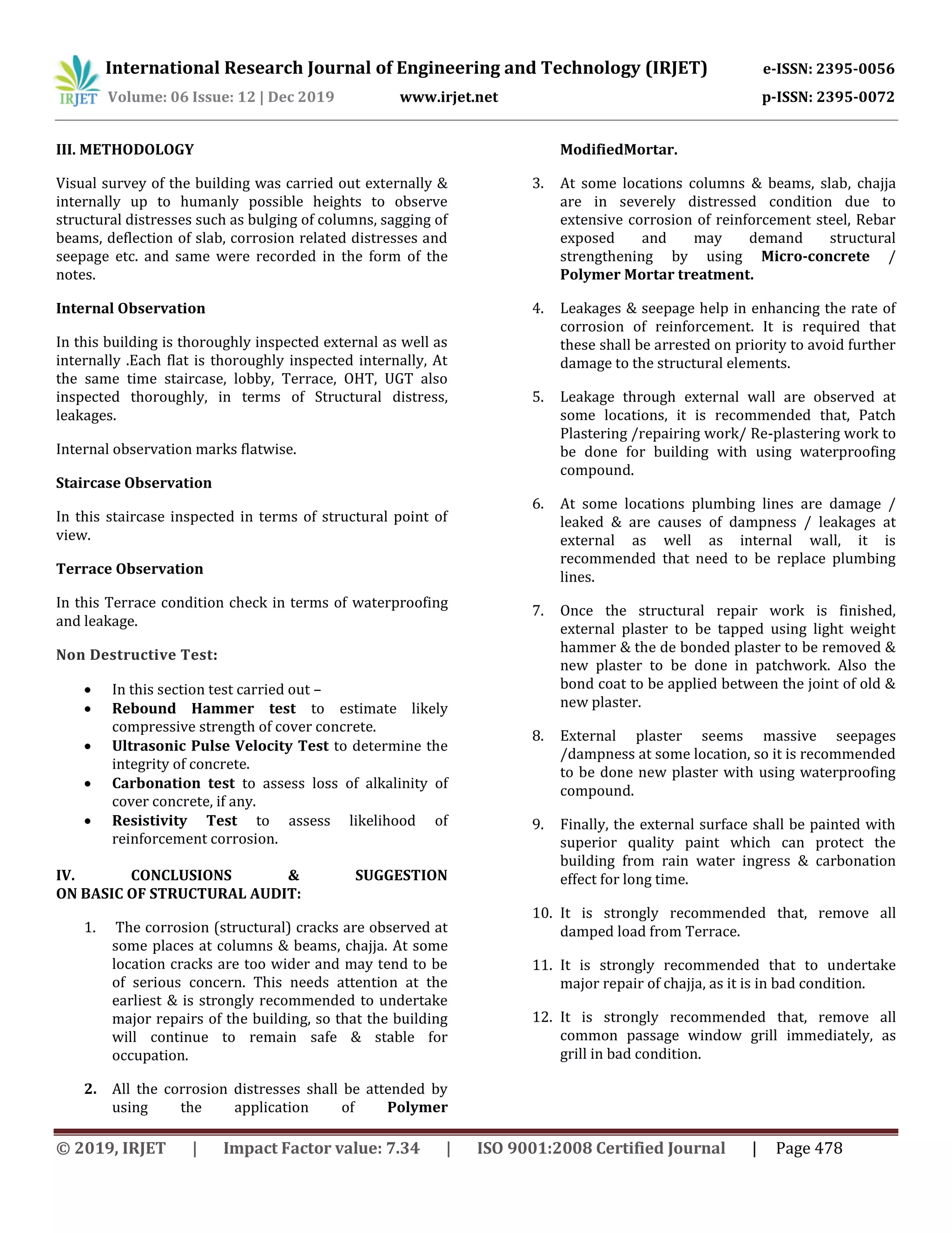 IRJET- Structural Audit Report | PDF