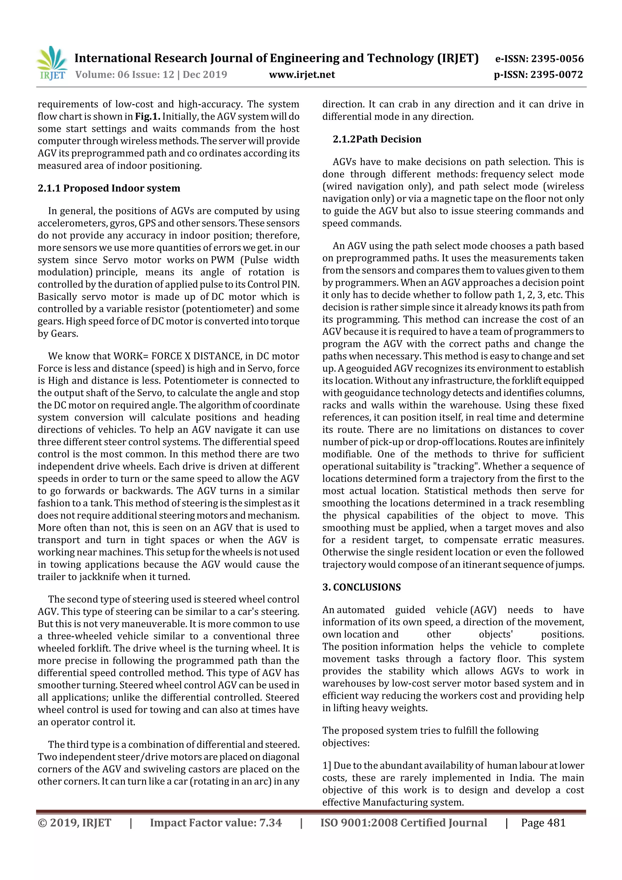 IRJET- Automated Guided Vehicle using Servo Motor in Indoor Positioning ...