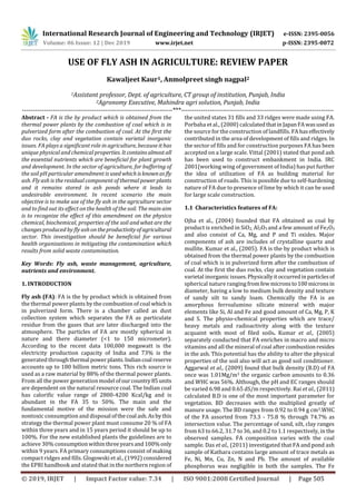 IRJET- Use of Fly Ash in Agriculture: Review Paper | PDF