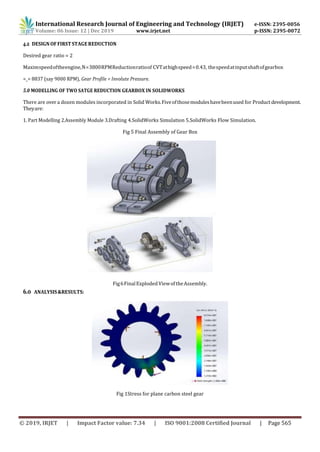 IRJET- Design and Analysis of a Two Stage Reduction Gearbox | PDF