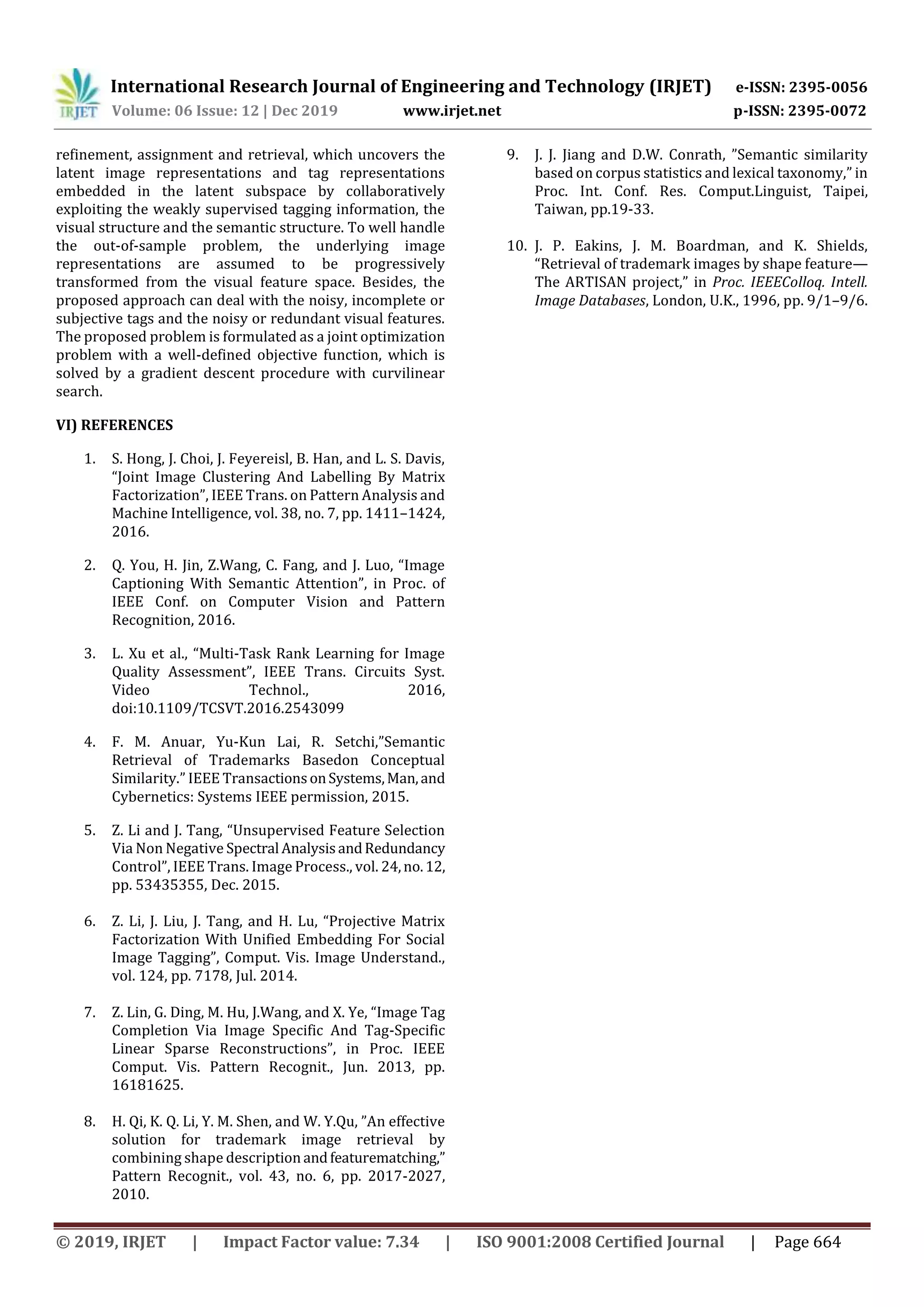 IRJET- Semantic Retrieval of Trademarks based on Text and Images Conceptual Similarity using ...