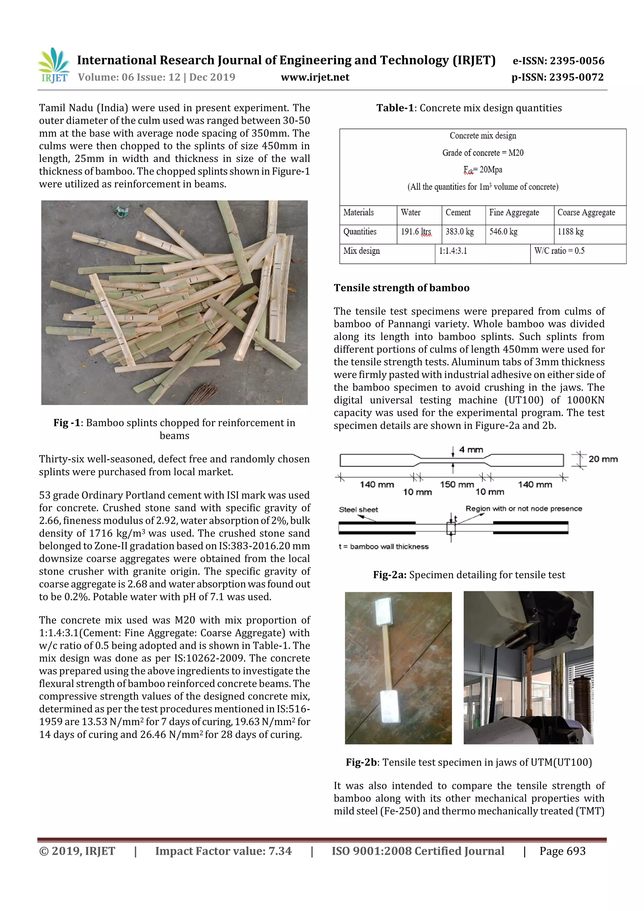 IRJET- Experimental Study on Strength and Durability of Bamboo ...