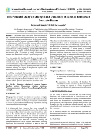 IRJET- Experimental Study on Strength and Durability of Bamboo ...