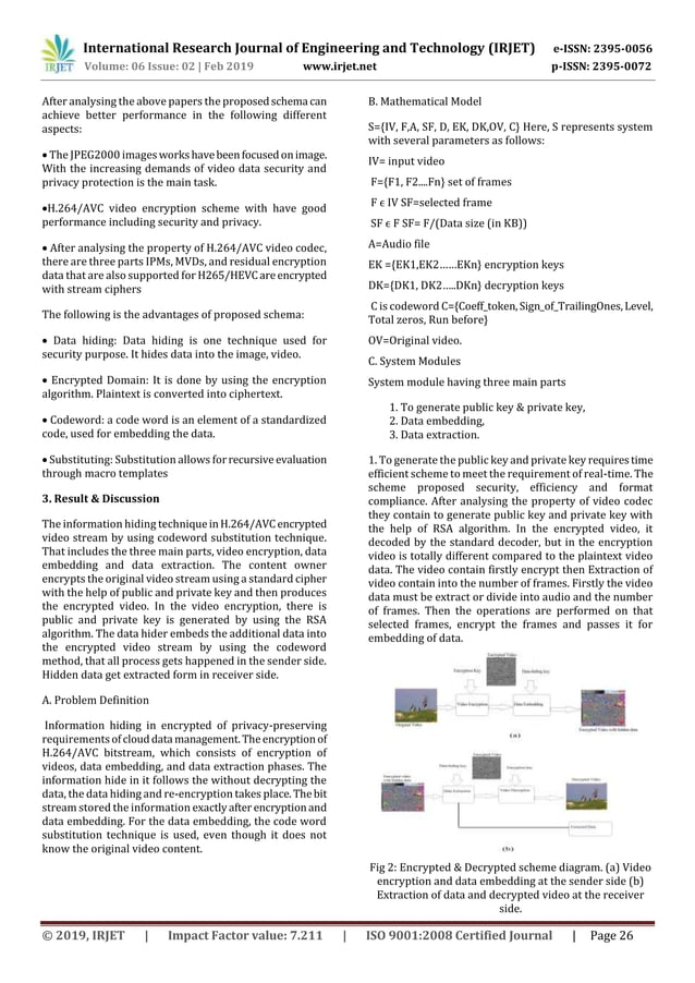 IRJET- Efficient Data Embedding and Data Encryption in Video Stream | PDF