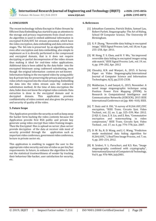 IRJET- Efficient Data Embedding and Data Encryption in Video Stream | PDF