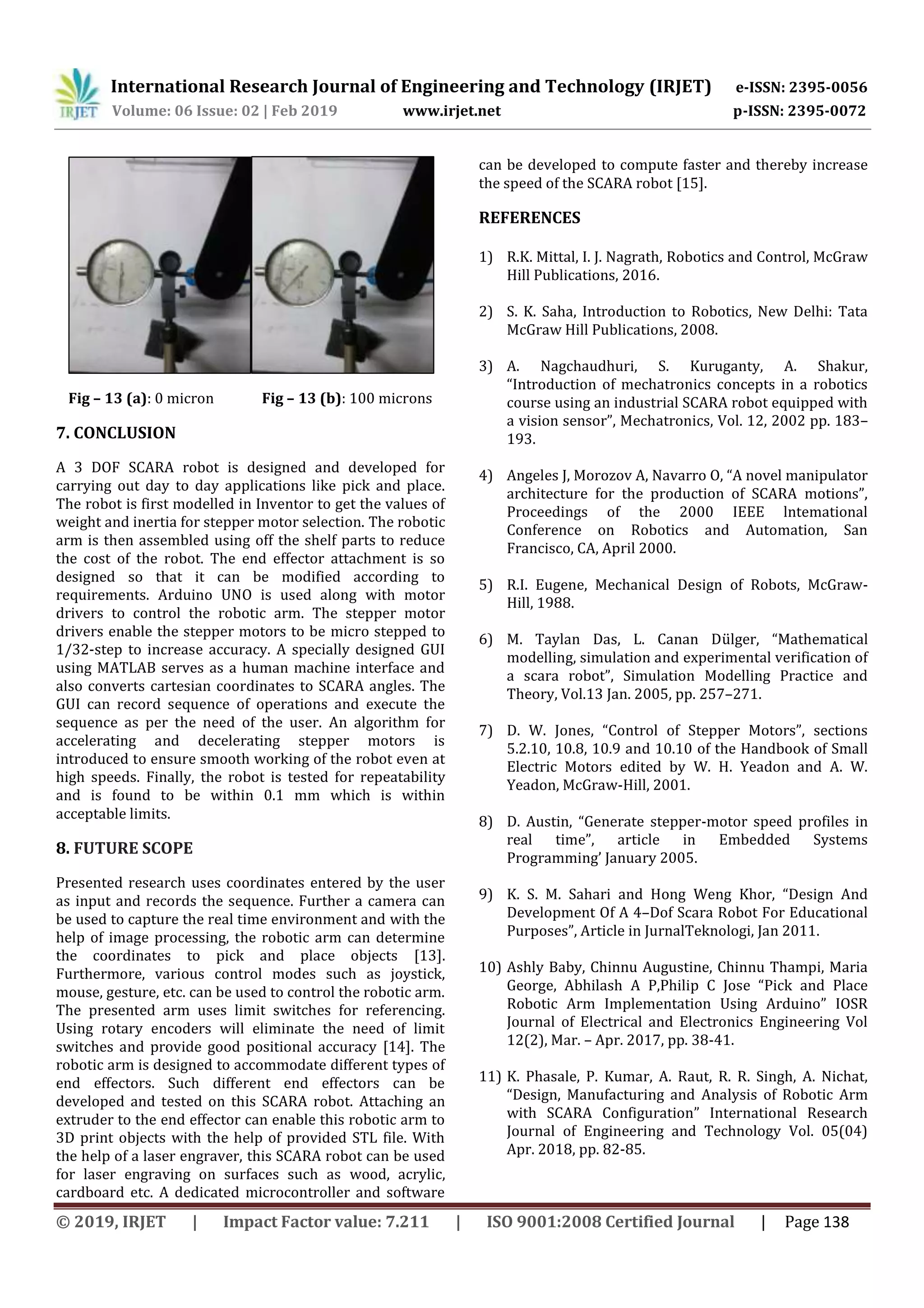 IRJET- A Desktop SCARA Robot using Stepper Motors | PDF