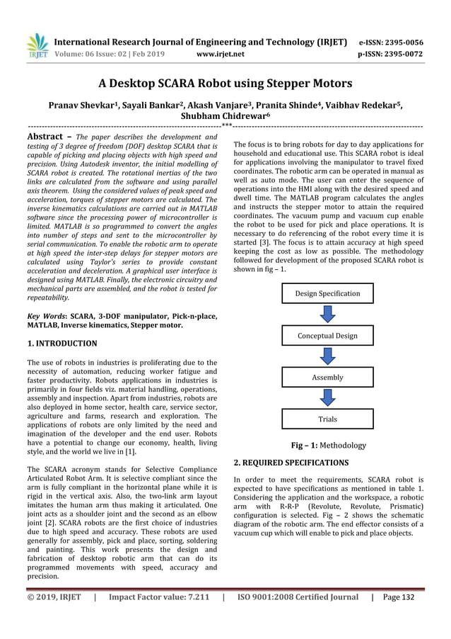 IRJET- A Desktop SCARA Robot using Stepper Motors | PDF