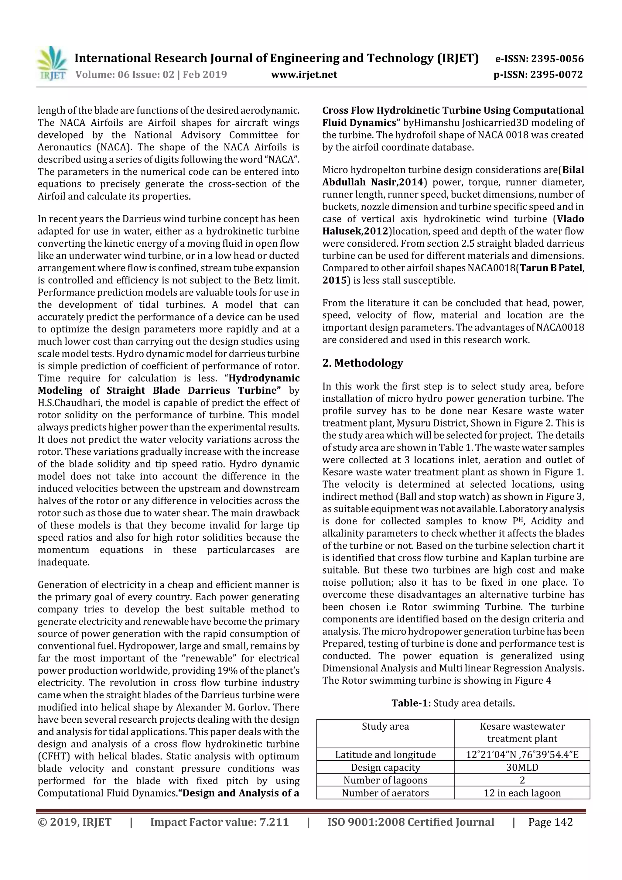 IRJET- Feasibility Study on Power Generation using Treated Waste Water | PDF