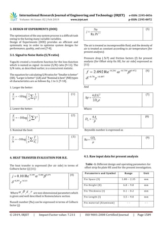 IRJET- Thermodynamic Analysis and Optimization of Offset Strip Fin Plate Heat Exchanger | PDF