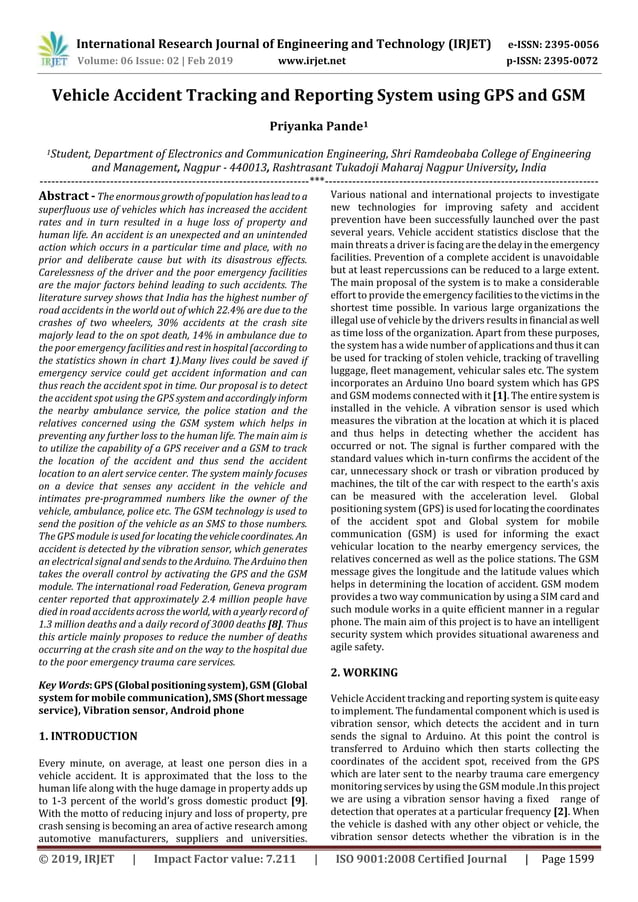 IRJET- Vehicle Accident Tracking and Reporting System using GPS and GSM ...